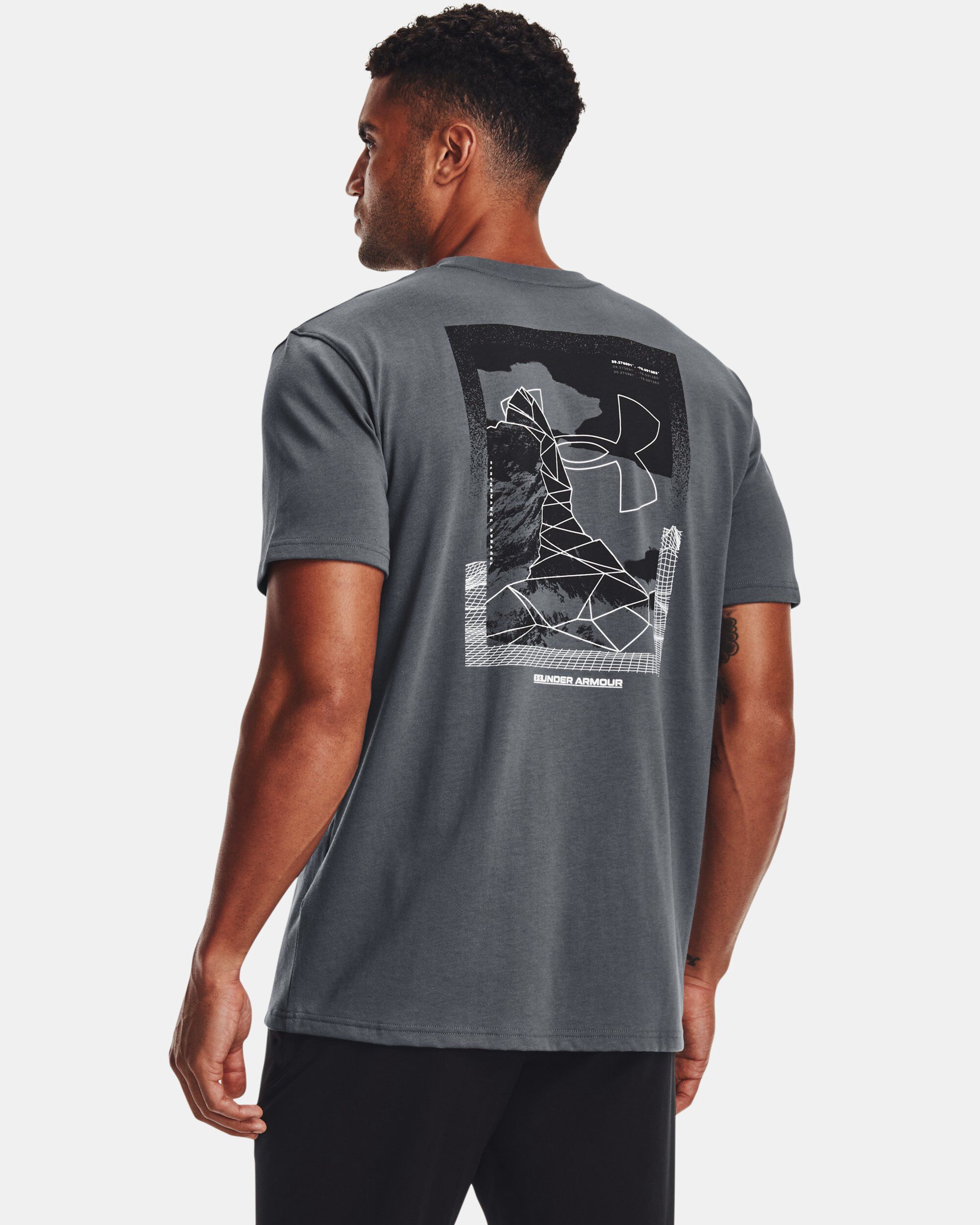 Under Armour Men's UA Outline Logo Grid Short Sleeve Grey in KSA